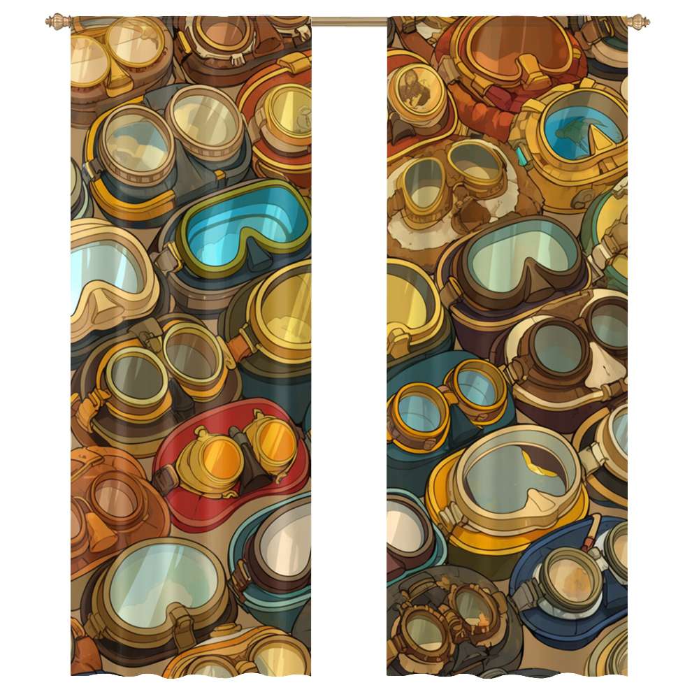 Diving Goggles Diving Enthusiast Sheer Window Curtains for Living Room ...