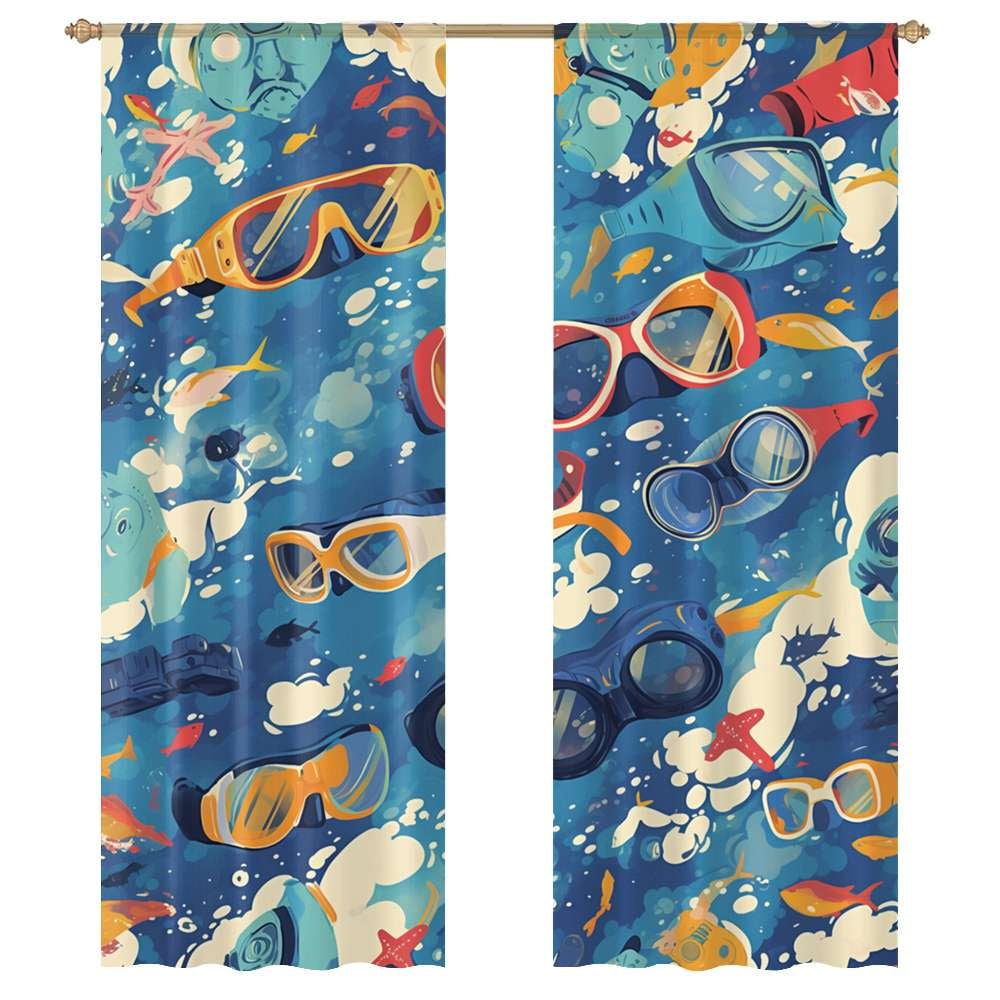 Diving Goggles Diving Enthusiast Sheer Window Curtains for Living Room ...