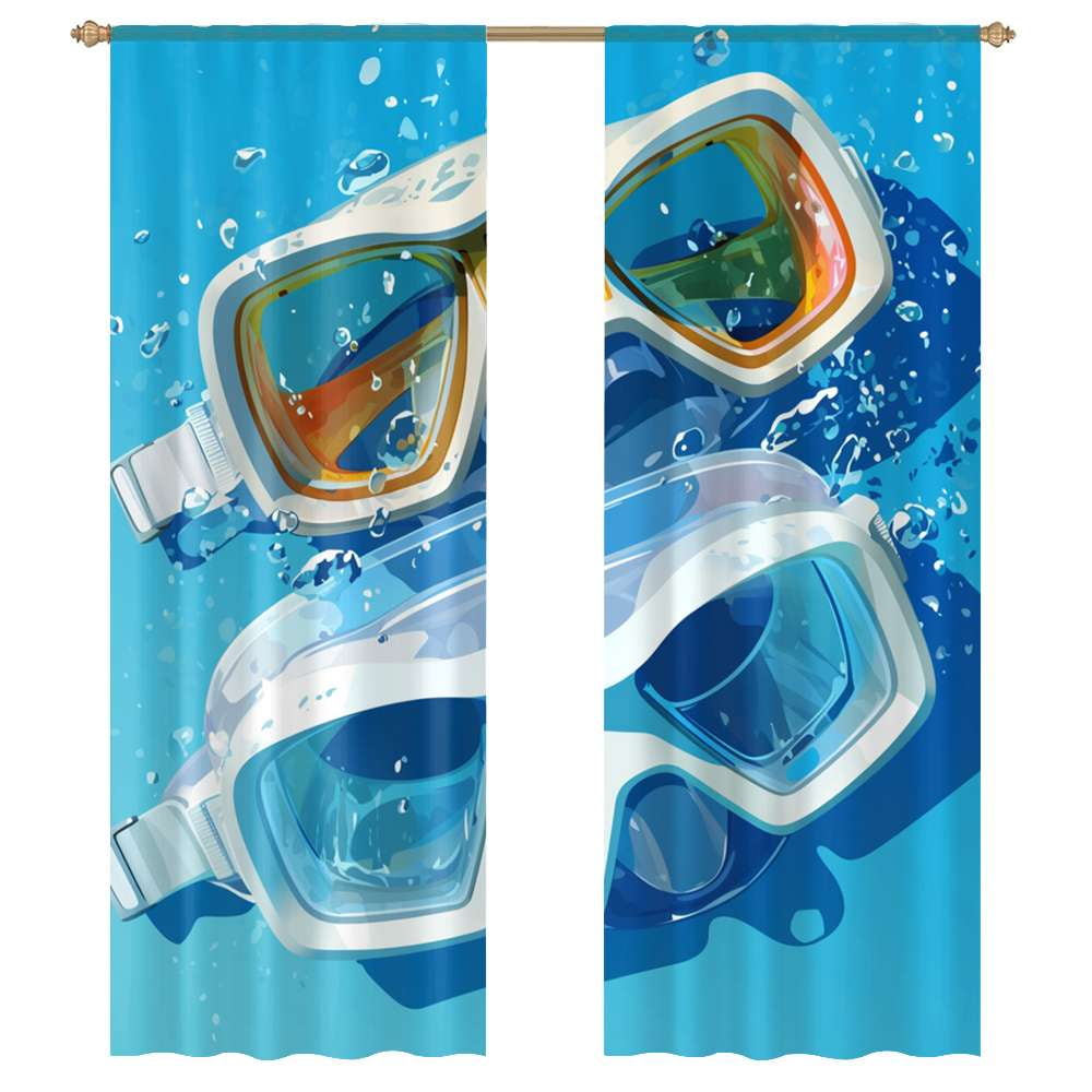 Diving Goggles Diving Enthusiast Sheer Window Curtains for Living Room Kitchen Bedroom Tulle ...