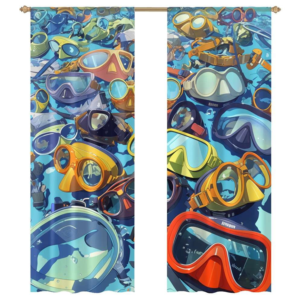 Diving Goggles Diving Enthusiast Tulle Curtains For Living Room Chiffon ...