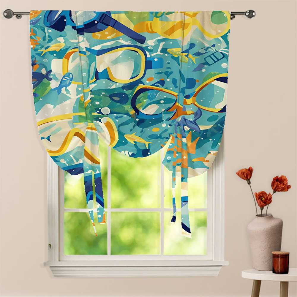 Diving Goggles Diving Enthusiast Window Curtain for Living Room Roman ...