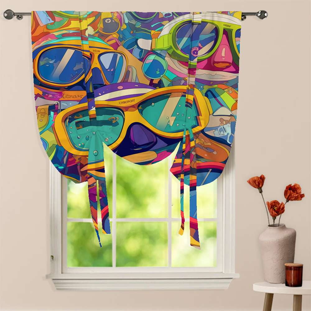 Diving Goggles Diving Enthusiast Window Curtain for Living Room Roman ...