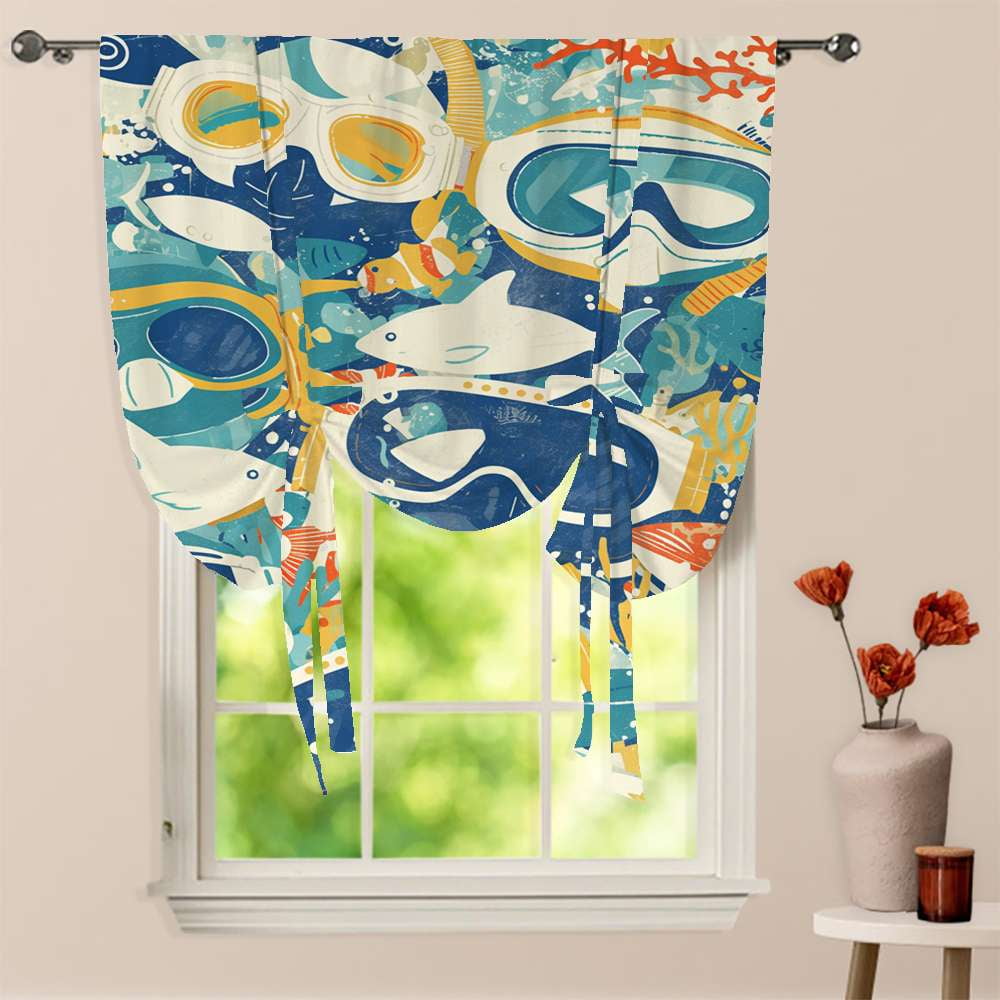 Diving Goggles Diving Enthusiast Window Curtain for Living Room Roman ...