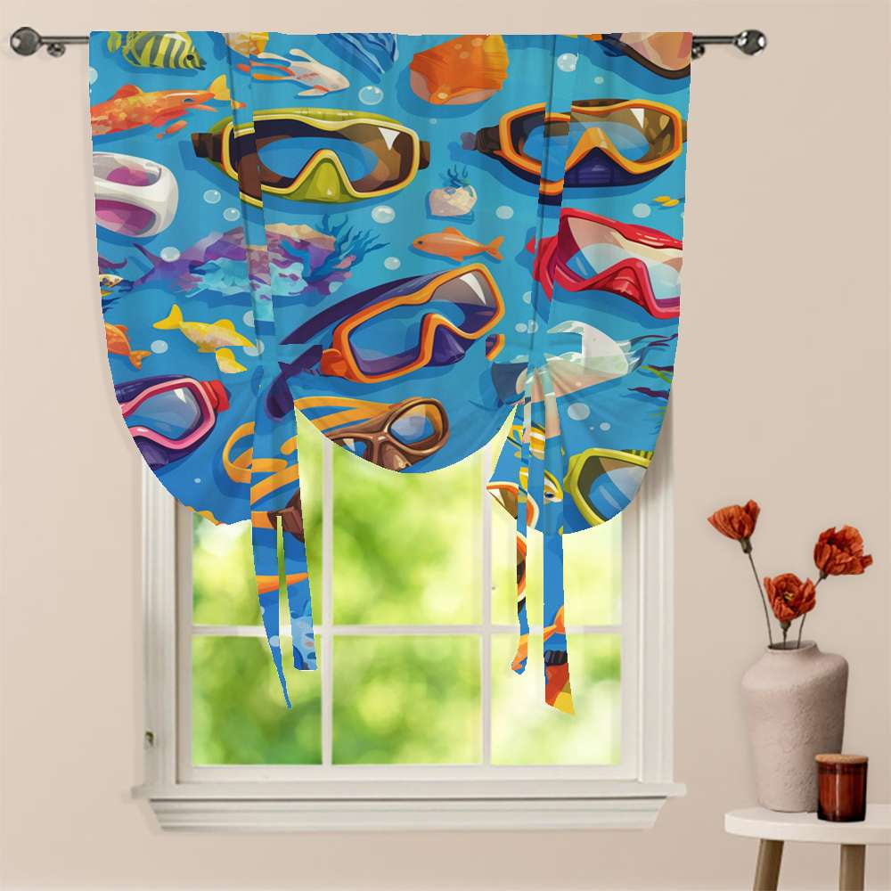 Diving Goggles Diving Enthusiast Window Curtain for Living Room Roman ...
