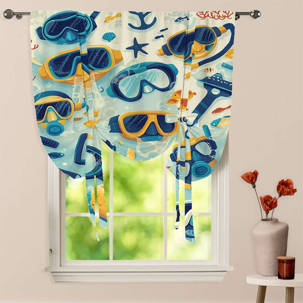 Diving Goggles Diving Enthusiast Window Curtain for Living Room Roman ...
