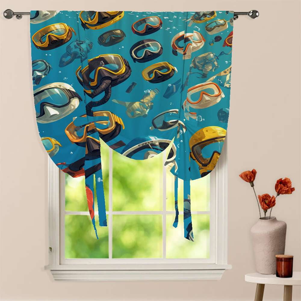 Diving Goggles Diving Enthusiast Window Curtain for Living Room Roman ...