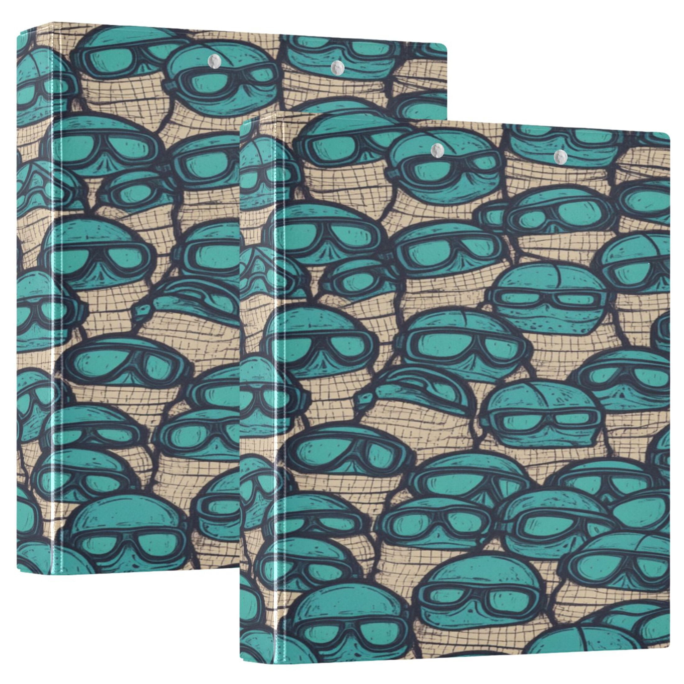 Diving Goggles Pattern 12.4x10.6in PVC Round Ring Binder, D-Ring 3-Hole ...