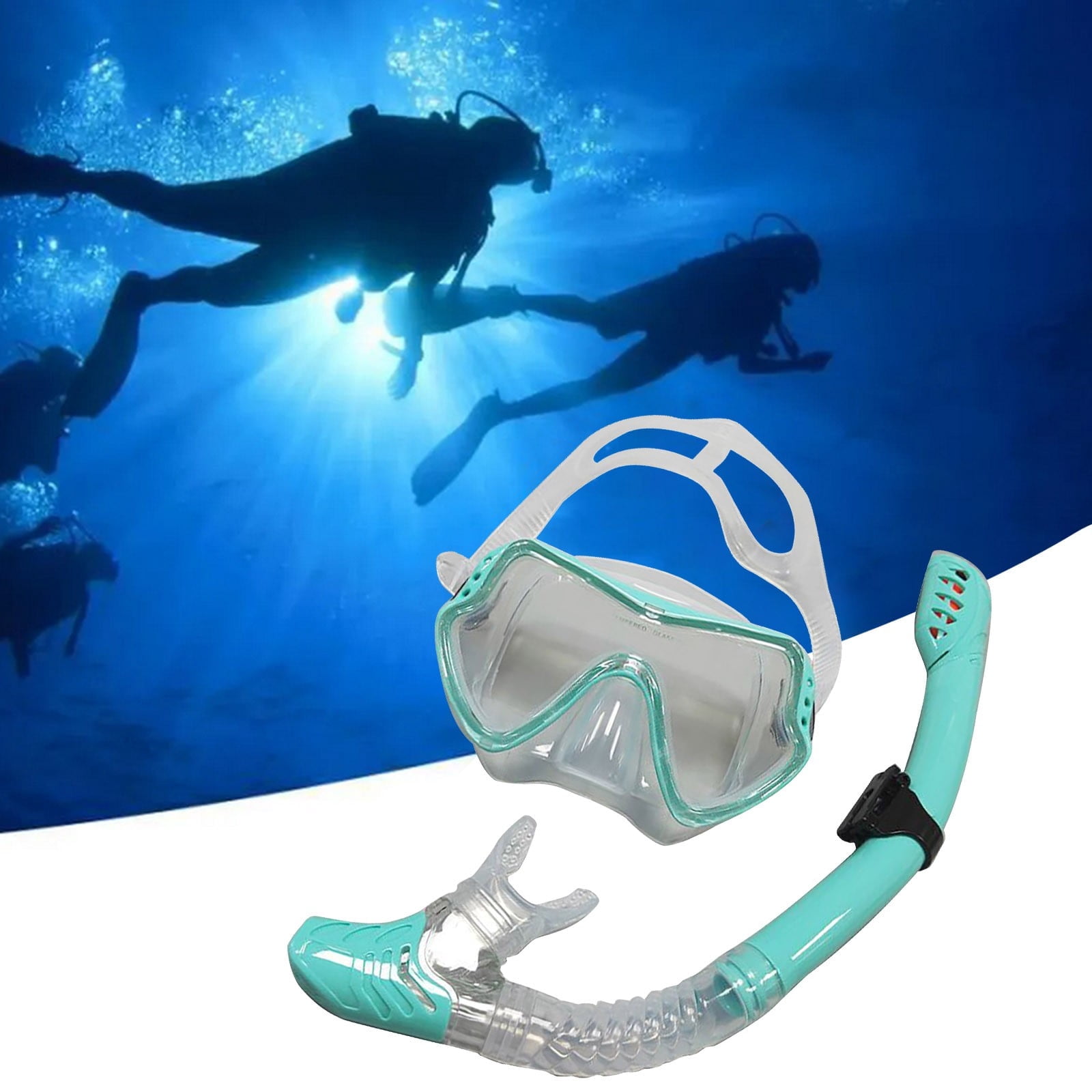 Diving Goggles for Snorkeling with Breathing Tubes Large Frame Silicone ...