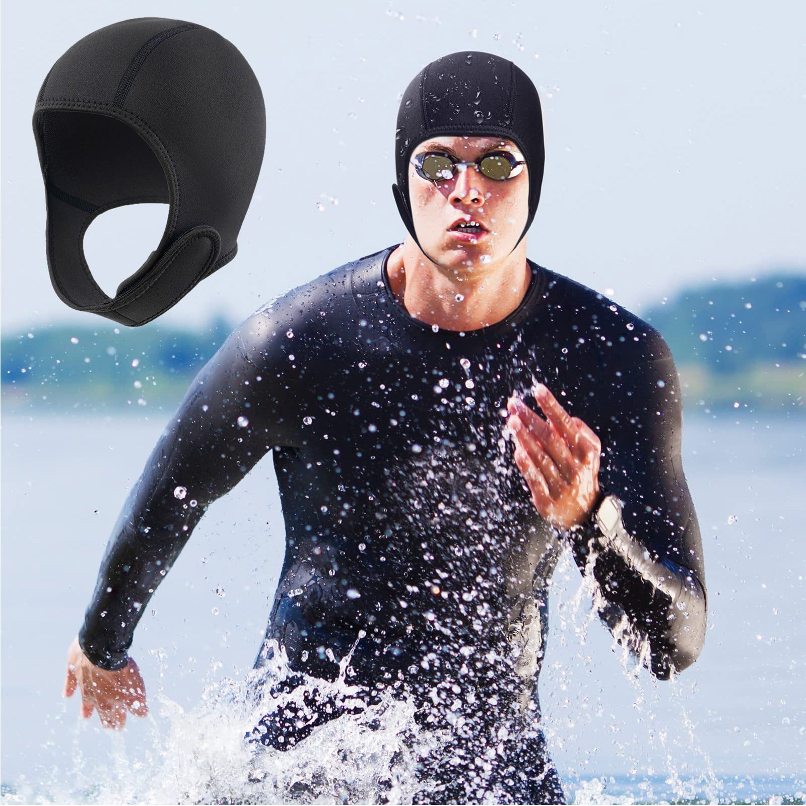 Diving Hood Thermal Wetsuit Hood Cap Swim Caps with Chin Straps ...