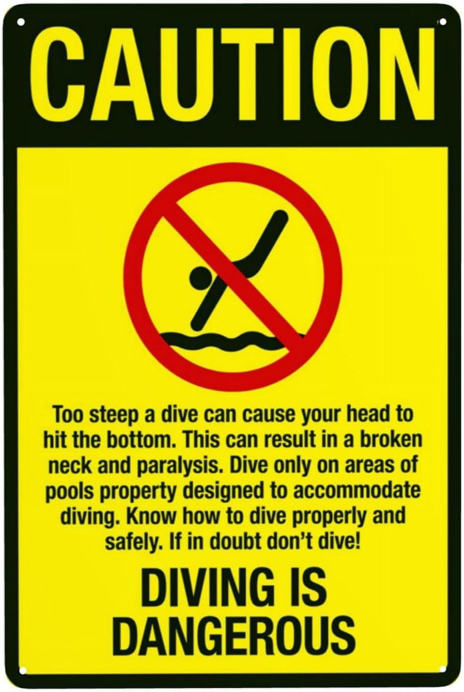 Diving Is Dangerous Sign, Pool Sign Pool Rules Signs Warning Sign Retro ...