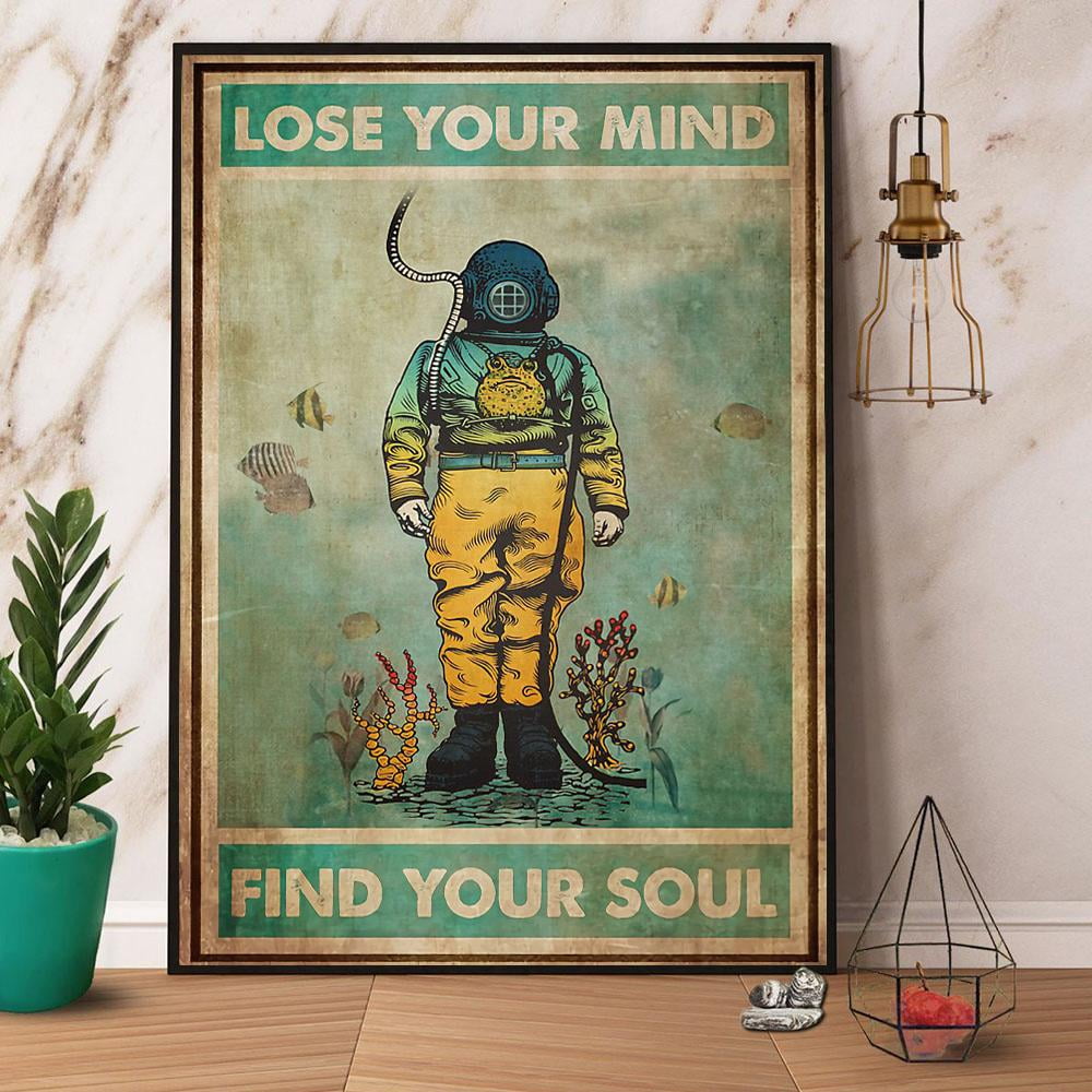 Diving Lose Your Mind Find Your Soul Vintage Paper Poster No Frame ...