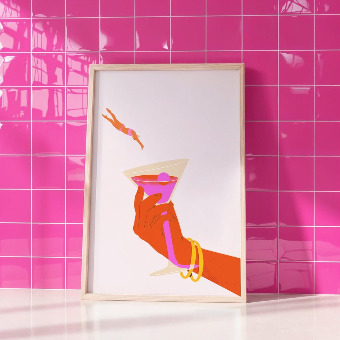 Diving Martini Wall Art, Cocktail Poster For Bar Cart Decor & Dorm ...