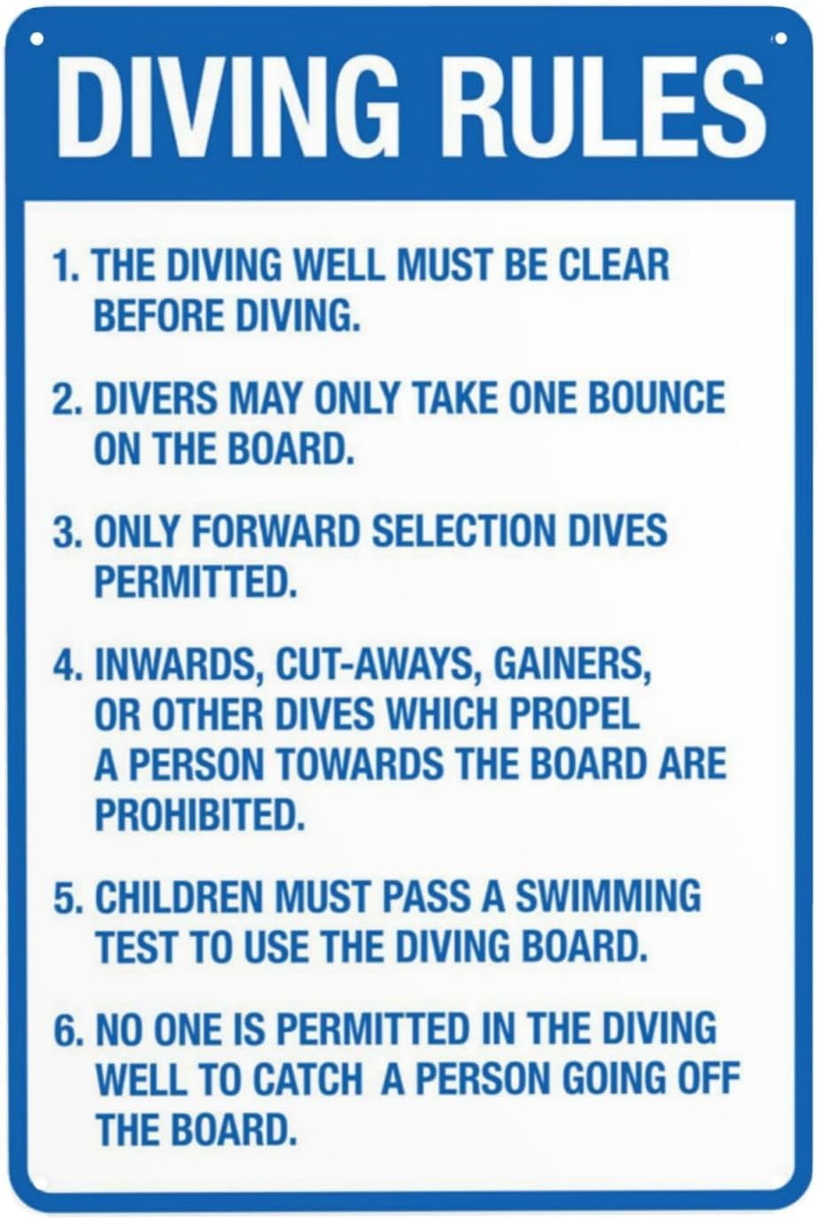 Diving Rules Sign Pool Rules Signs Warning Sign Retro Metal Sign Metal ...