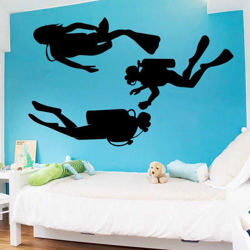 Diving Scuba Diver Vinyl Wall Sticker Removable Home Decal Bedroom ...