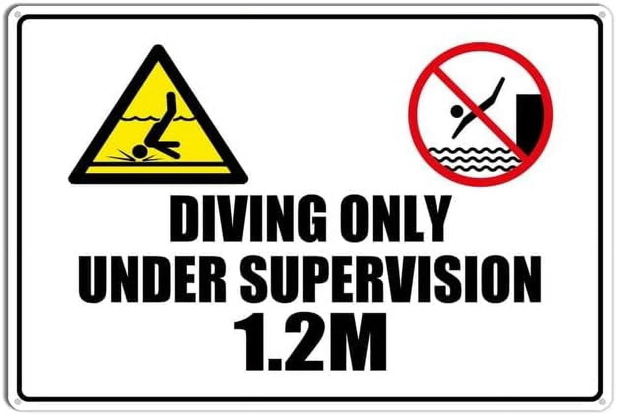 Diving Only Under Supervision 1.2M Metal Sign With Symbol, Aluminum Uv ...