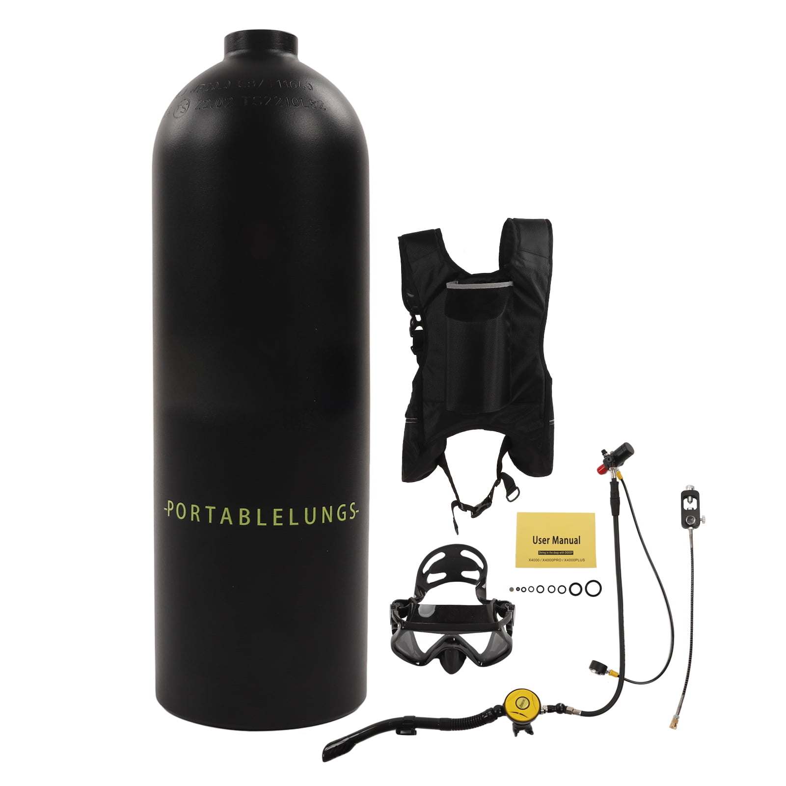 Diving Tank Kit 2L Oxygen Cylinder Diving Goggle Shoulder Strap ...