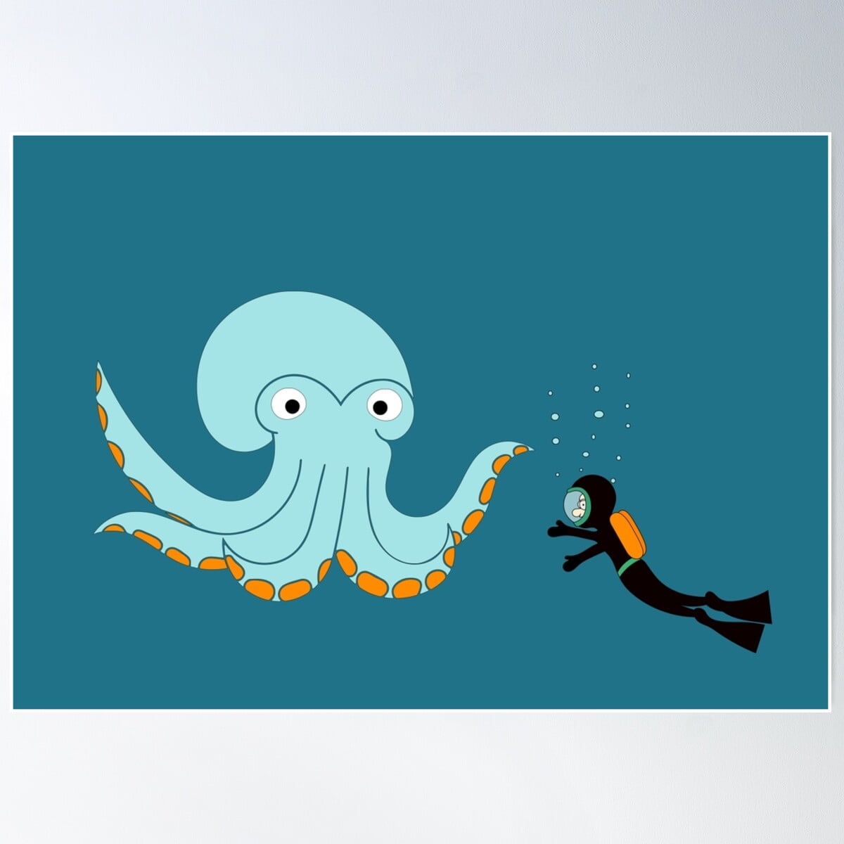 Diving With An Octopus Poster Wall Art Modern Wall Decor Wall Art Home ...