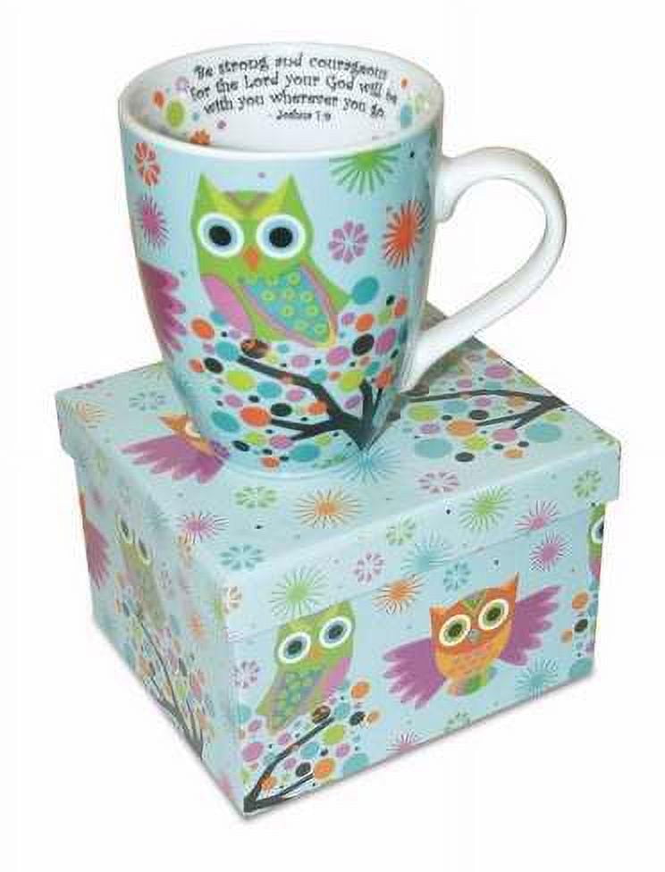Divinity Boutique Inspirational Ceramic Mug-Owls on Tree, Joshua 1:9 ...