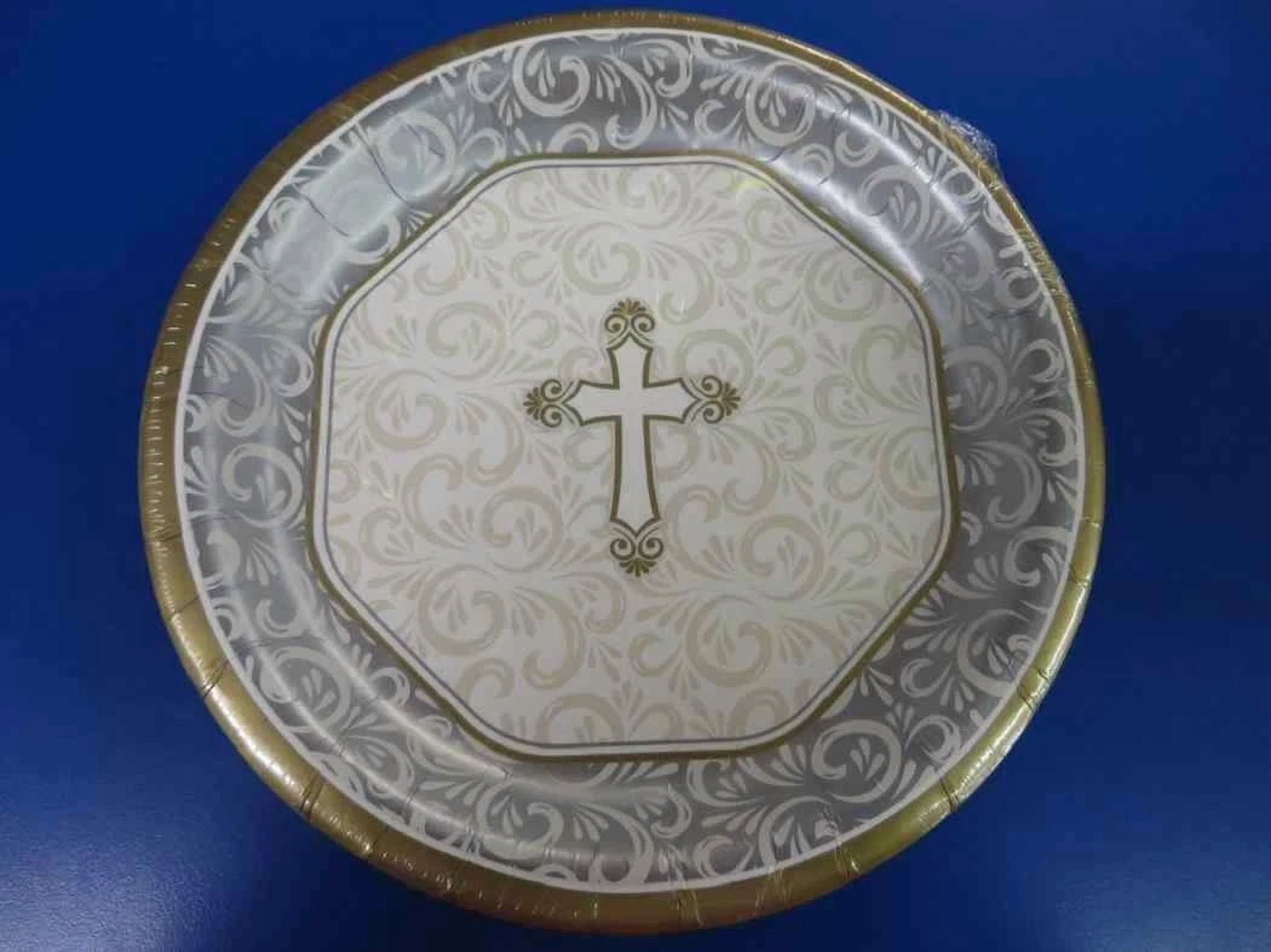 Divinity Cross Silver Gold Religious Christian Party 9" Paper Dinner ...