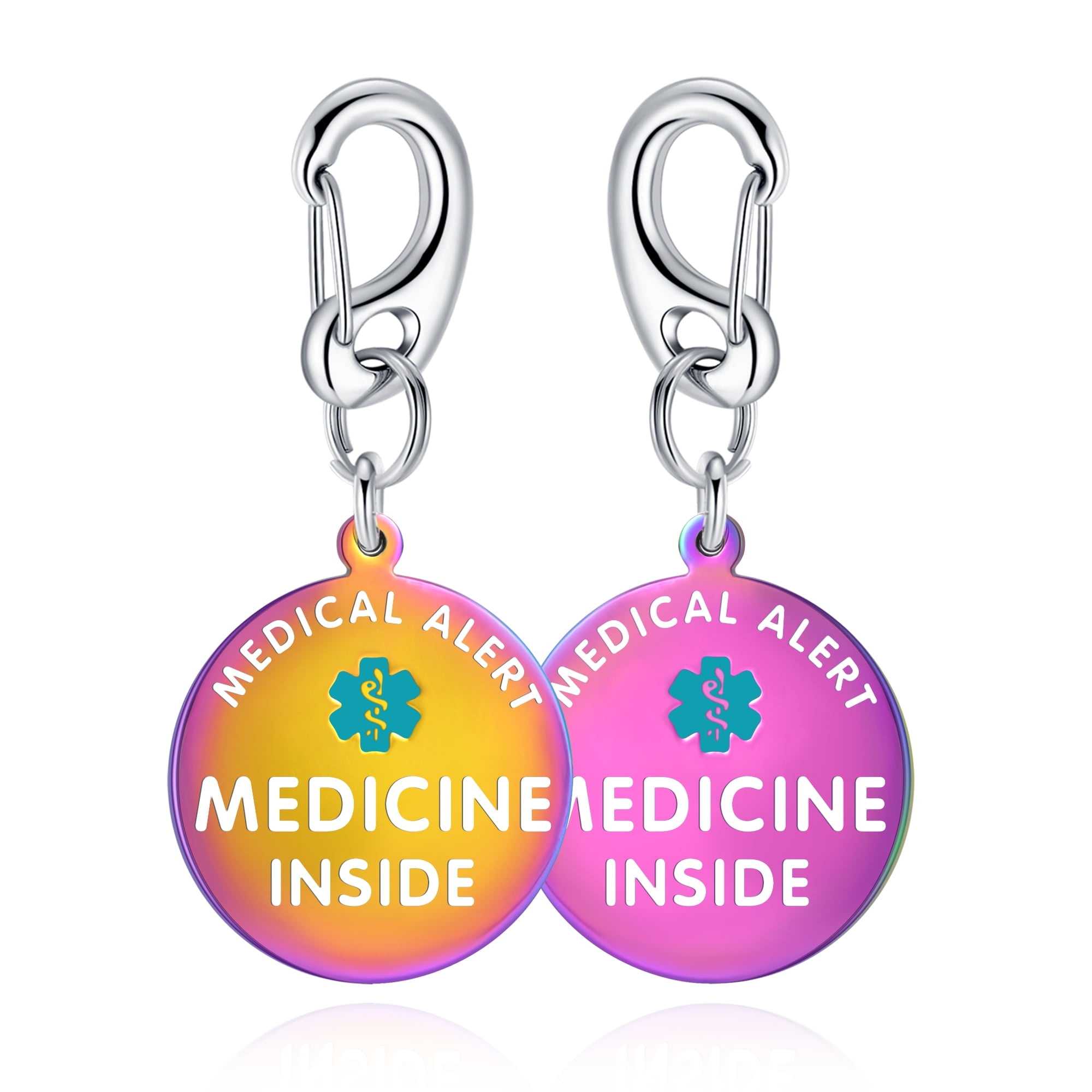Divoti 1.25" DOUBLE-SIDED MEDICINE INSIDE Bag Tag -Quick Clip- Entirely ...