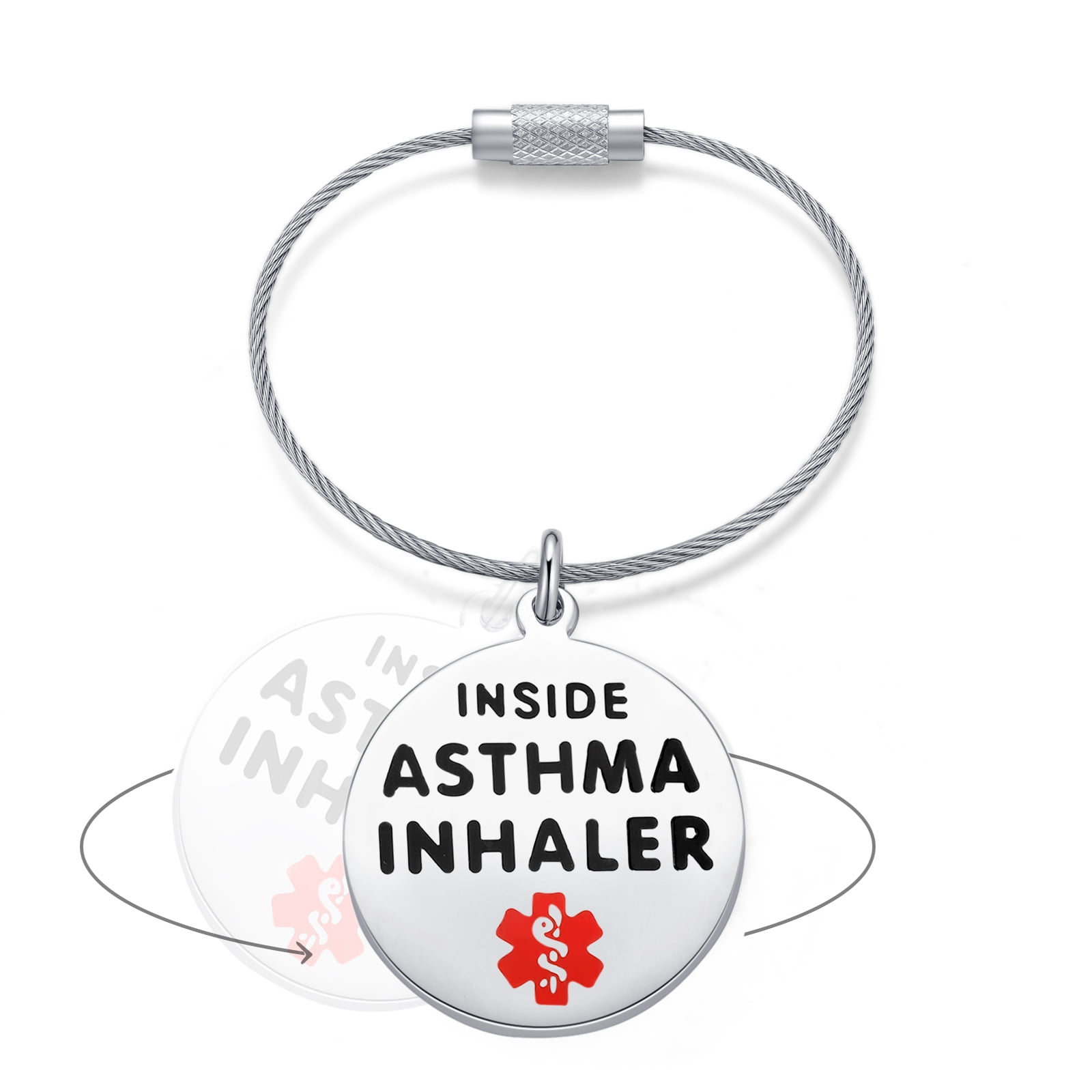 Divoti 1.25" Dual-Sided Stainless Steel Medical Alert Bag Tag - ASTHMA ...