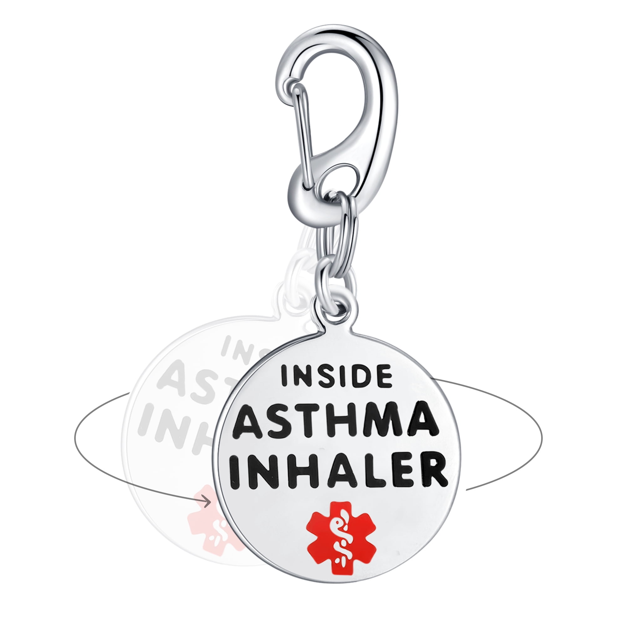 Divoti 1.25" Dual-Sided Stainless Steel Medical Alert Bag Tag - ASTHMA ...