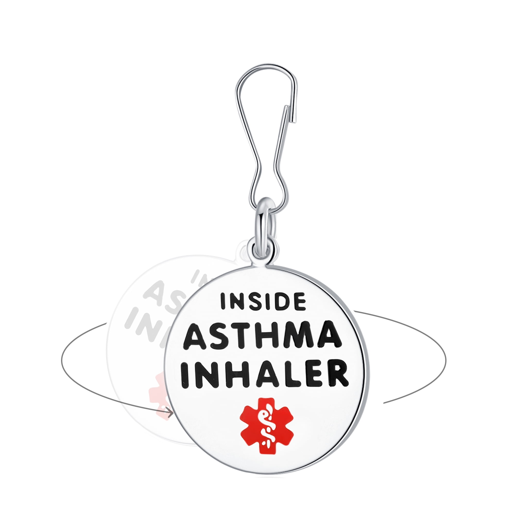 Divoti 1.25" Dual-Sided Stainless Steel Medical Alert Bag Tag - ASTHMA ...