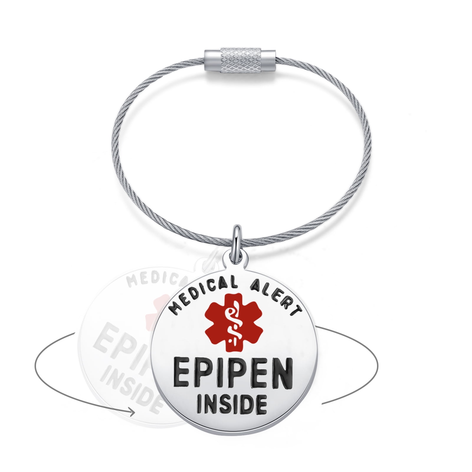 Divoti 1.25" Dual-Sided Stainless Steel Medical Alert Bag Tag - EPIPEN INSIDE / Polished ...