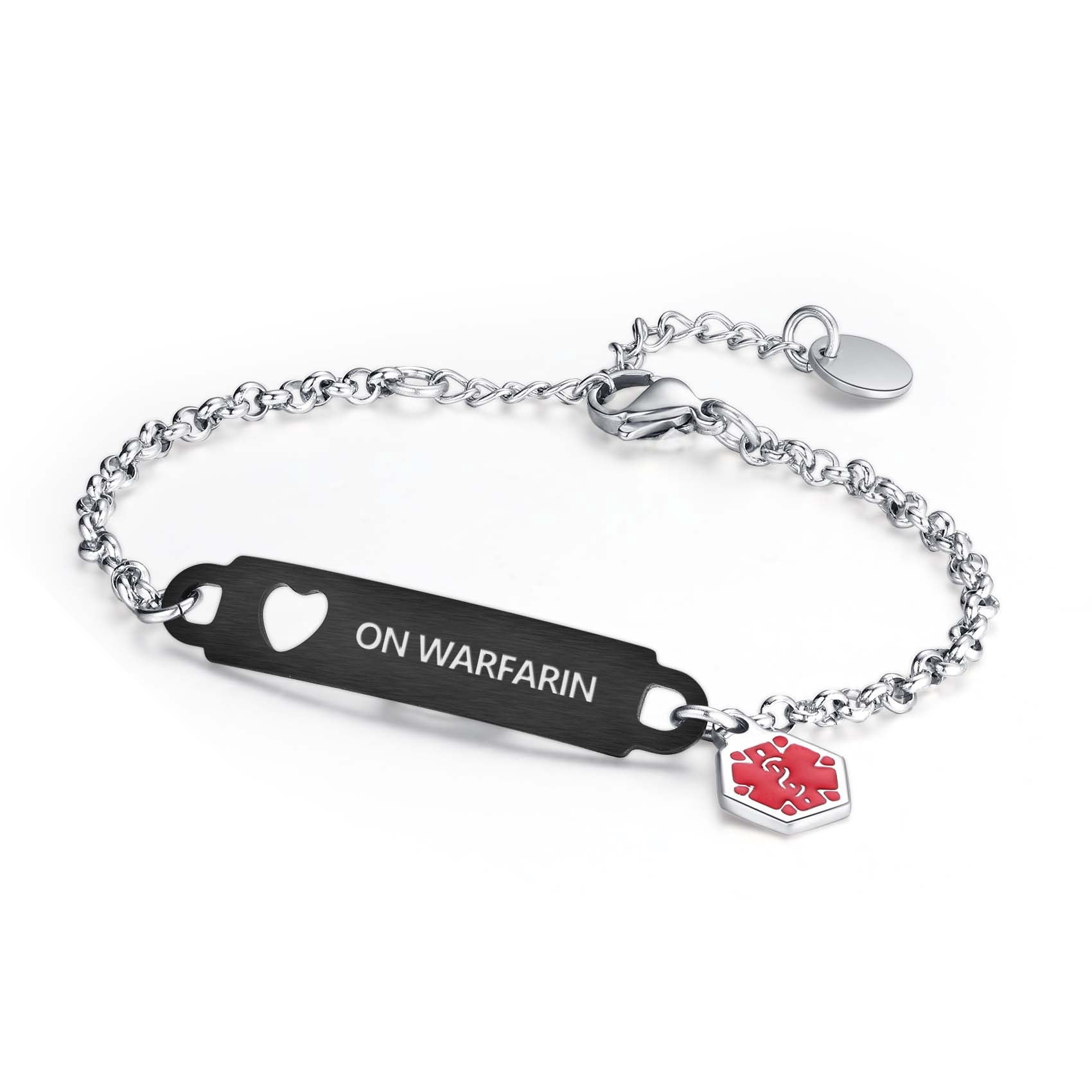 Divoti Pre-Engraved Simple Rolo Chain Medical Alert id Bracelet for ...