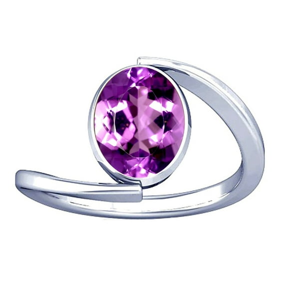 Divya Shakti 10.25-10.50 Carat Amethyst Kataila Gemstone Silver Ring ...