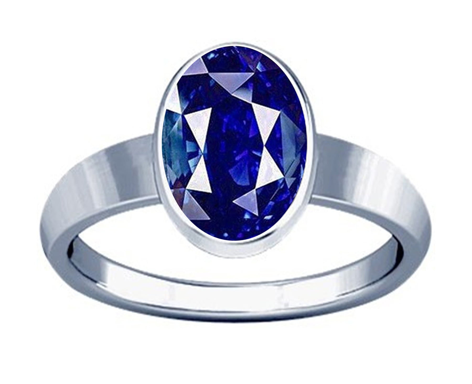 Divya Shakti 11.25-11.50 Carat Blue Sapphire Plain Design Ring (Nilam ...
