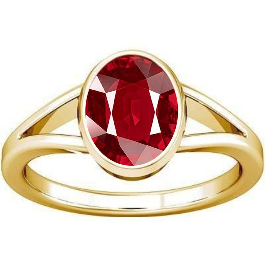 Divya Shakti Ruby Manik Gemstone Ring, 12.25-12.50 Carat, Panchdhatu ...