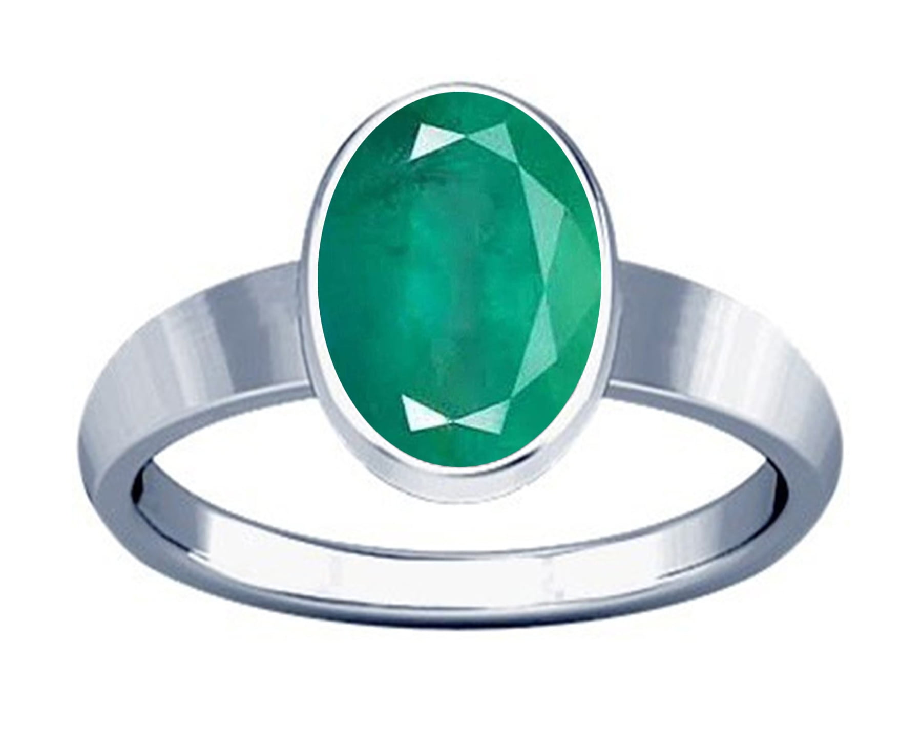 Divya Shakti 5.25-5.50 Carat Emerald (Panna Stone Silver Plain Design Ring)(12.75) - Walmart.com