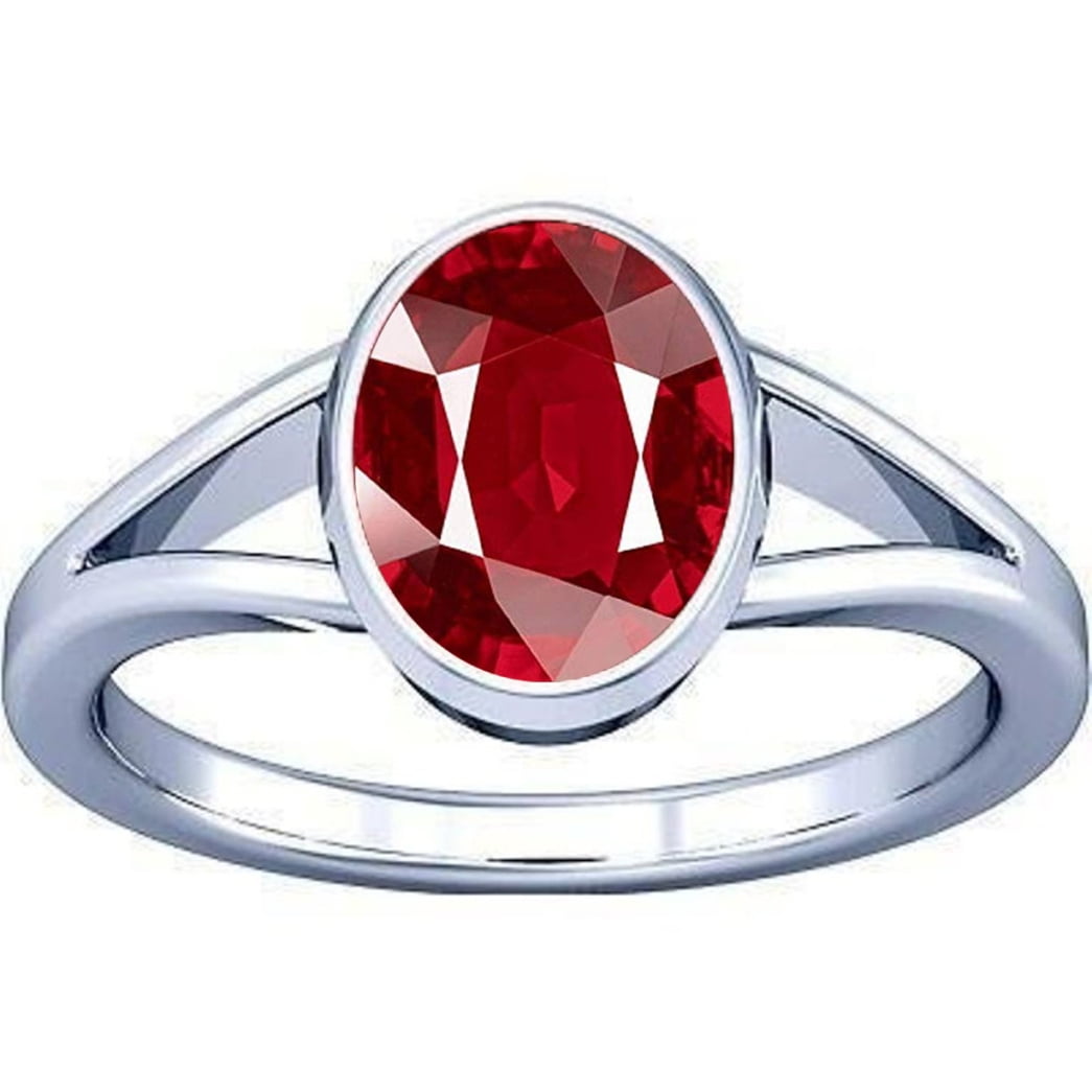 Divya Shakti 6.25-6.50 Carat Ruby Manik Manikya Gemstone Silver Ring ...