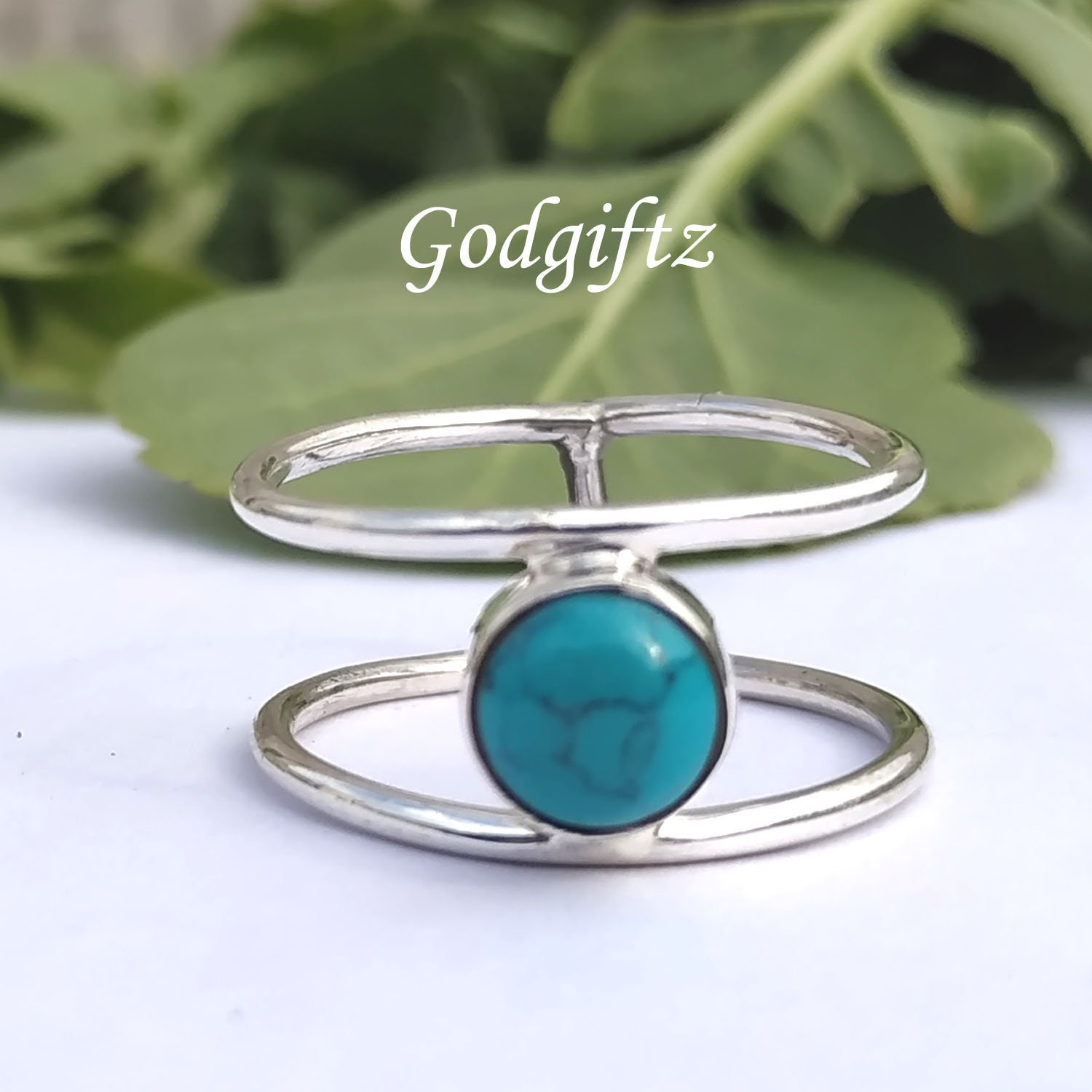 Divya Shakti Blue Turquoise Gemstone Ring, 925 Solid Sterling Silver ...