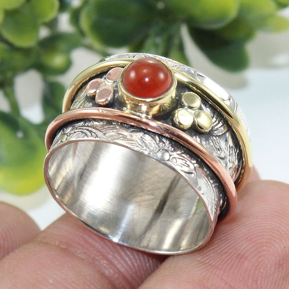 Divya Shakti Carnelian Ring Carnelian Jewelry Silver Ring Handmade Ring ...