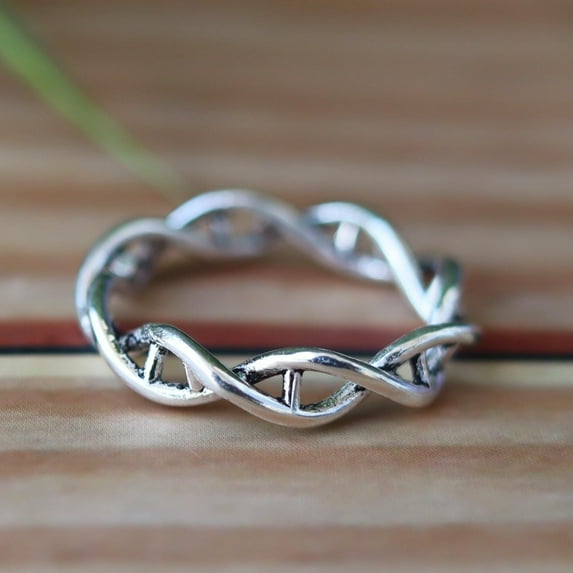 Inisha Creation Dna Helix Ring, Science Jewelry, 925 Silver Ring ...