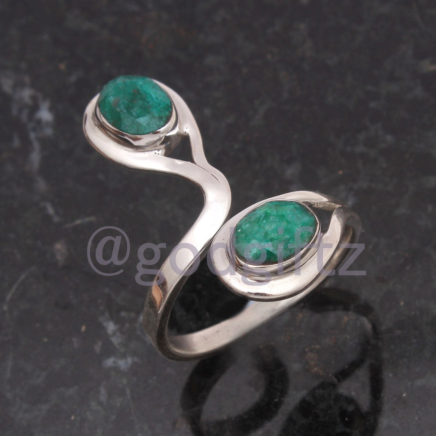 Divya Shakti Emerald Gemstone Ring, 925 Solid Sterling Silver Ring ...