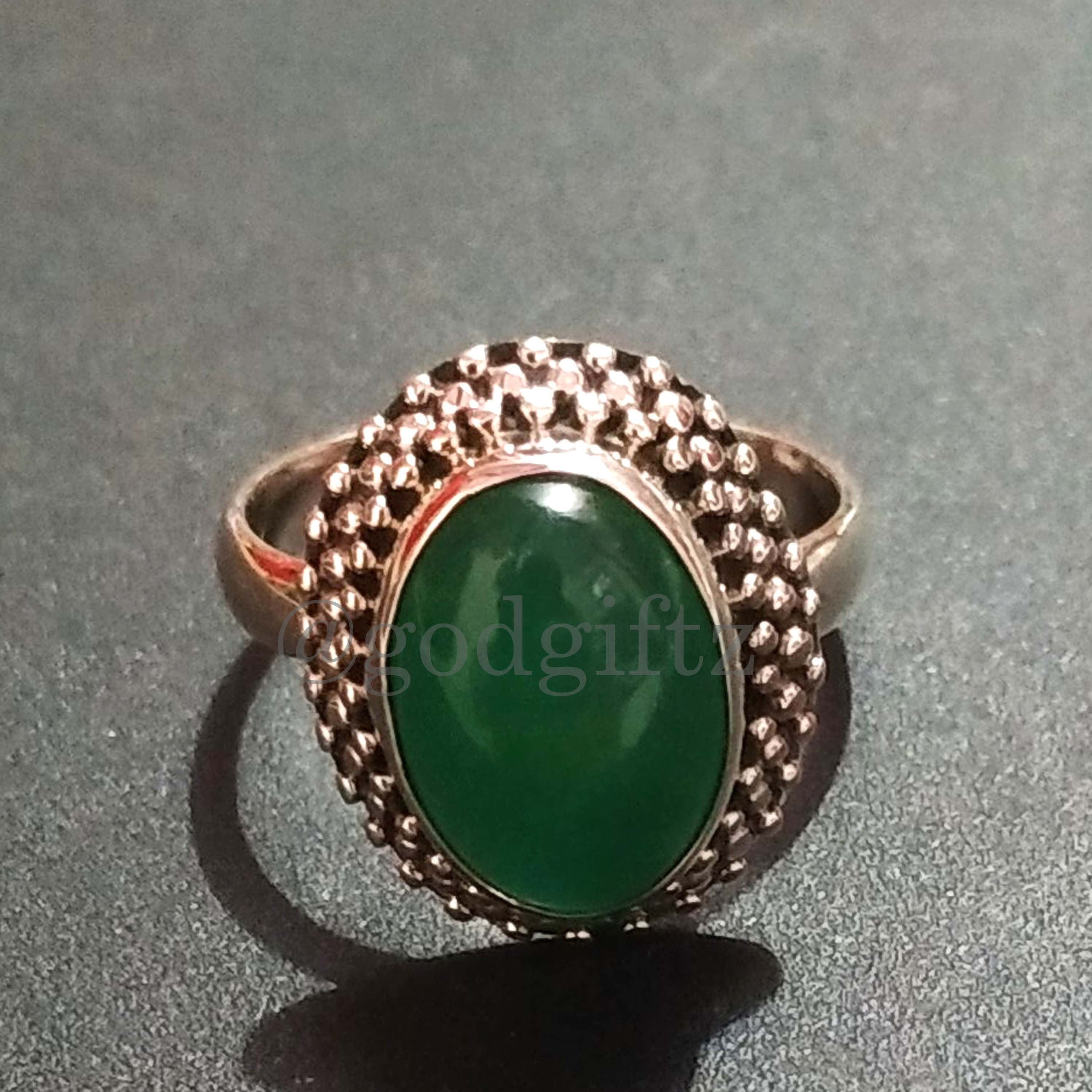 Divya Shakti Natural Green Onyx Ring,925 Sterling Silver, Handmade ...