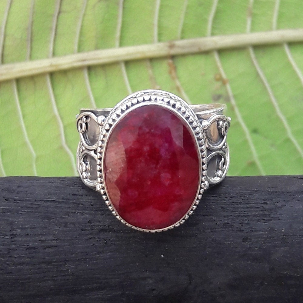 Divya Shakti Ruby Ring Solid Sterling | Minimalist Ring | Handmade 925K ...