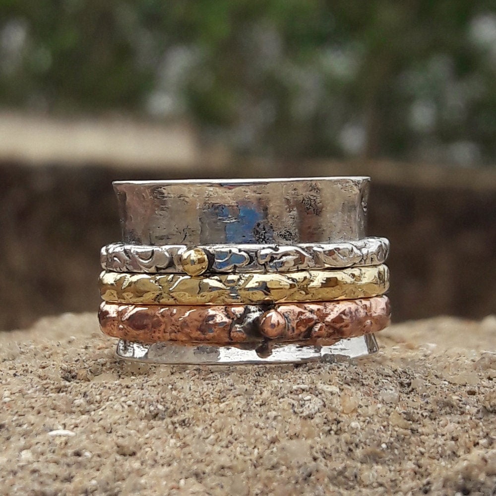 Divya Shakti Silver Spinner Ring Spinning Ring Meditation Ring Designer ...