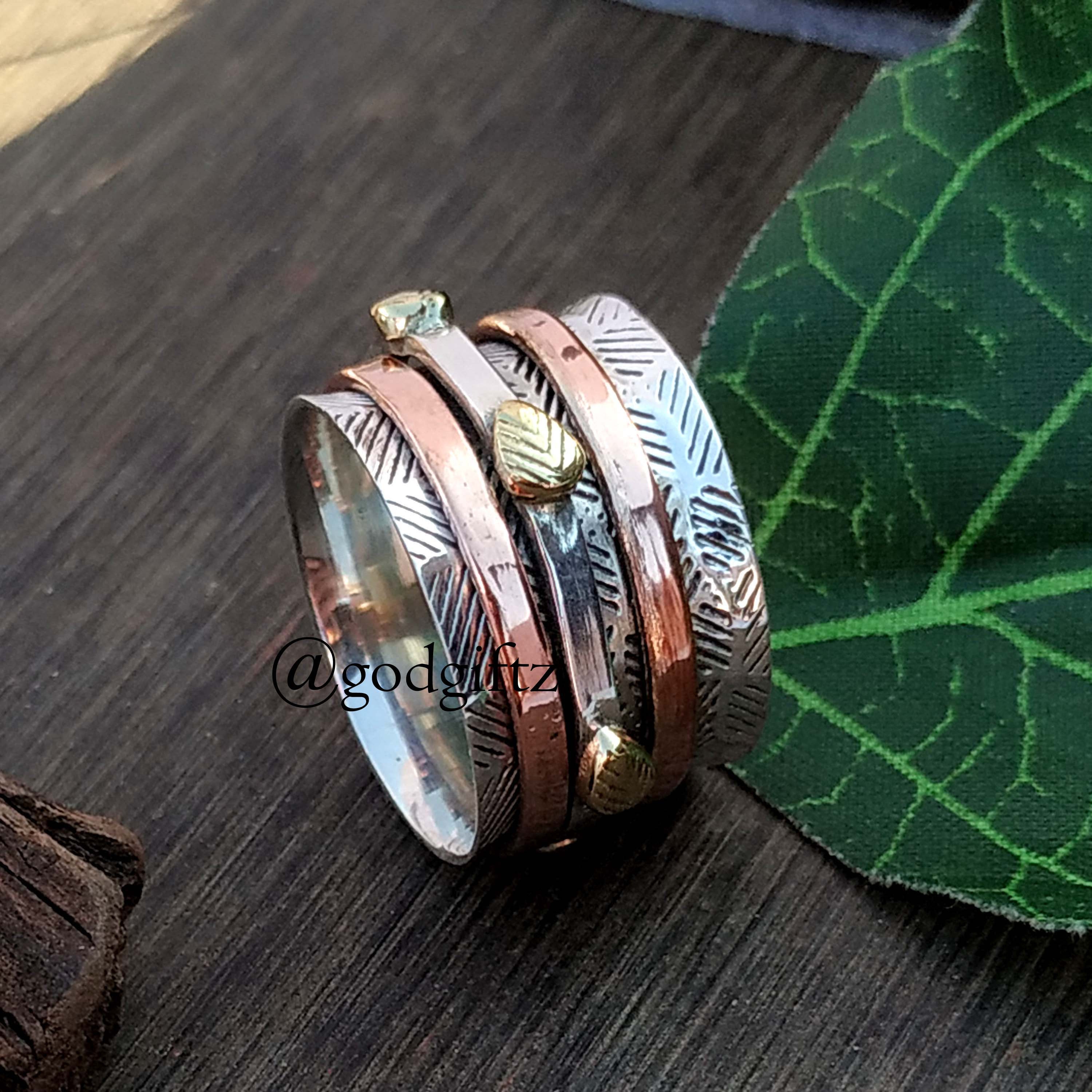Divya Shakti Silver Spinner ring, 925 sterling silver jewelry, handmade ...