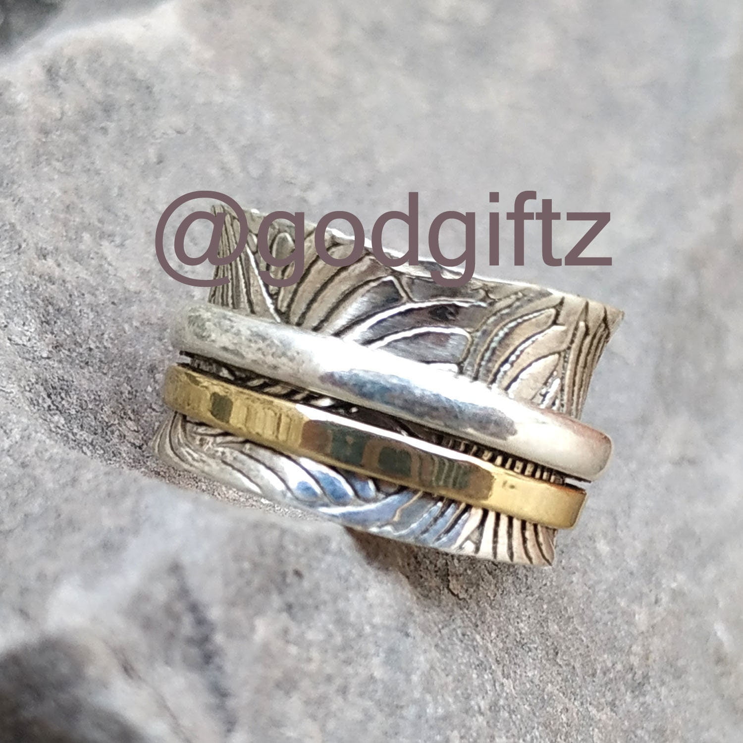 Divya Shakti Texture Spinner Ring, Anxiety Ring, Meditation Ring ...