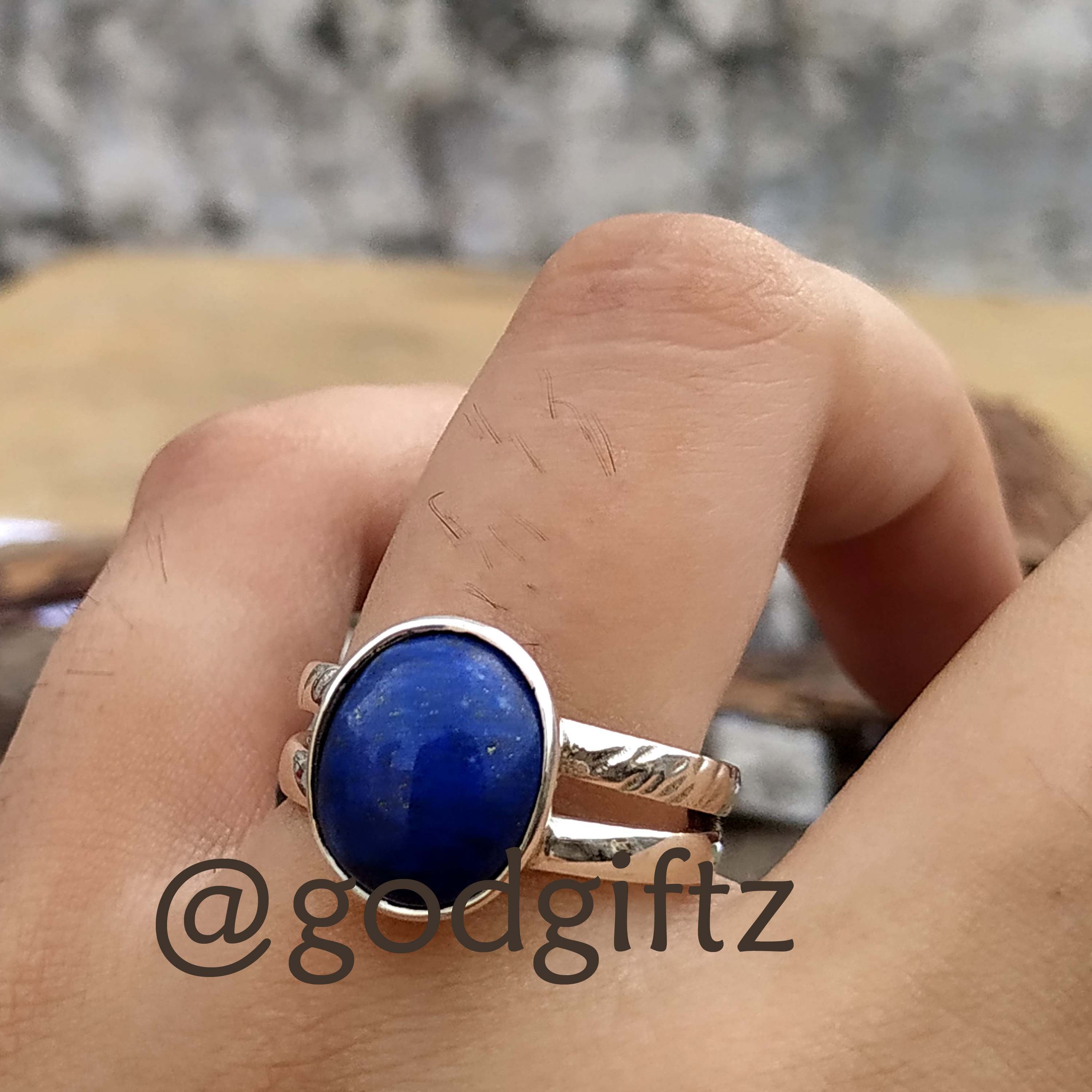 Divyansh Jewels Hammered Lapis Lazuli Ring – Handmade Sterling Silver ...