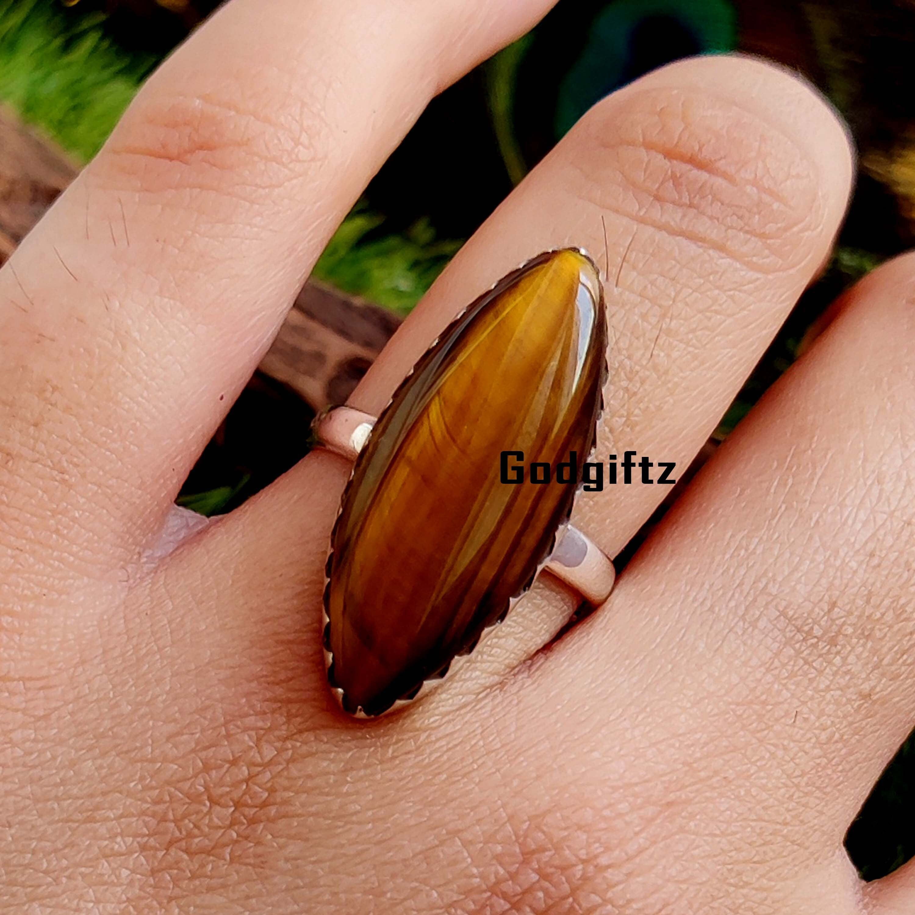 Divyansh Jewels Handmade Tiger's Eye Ring – 925 Sterling Silver ...