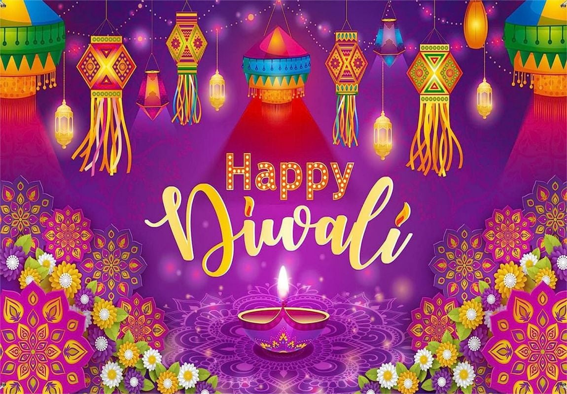 Diwali Background Palm Tree Photo Banner Photography Backdrops Sunset ...