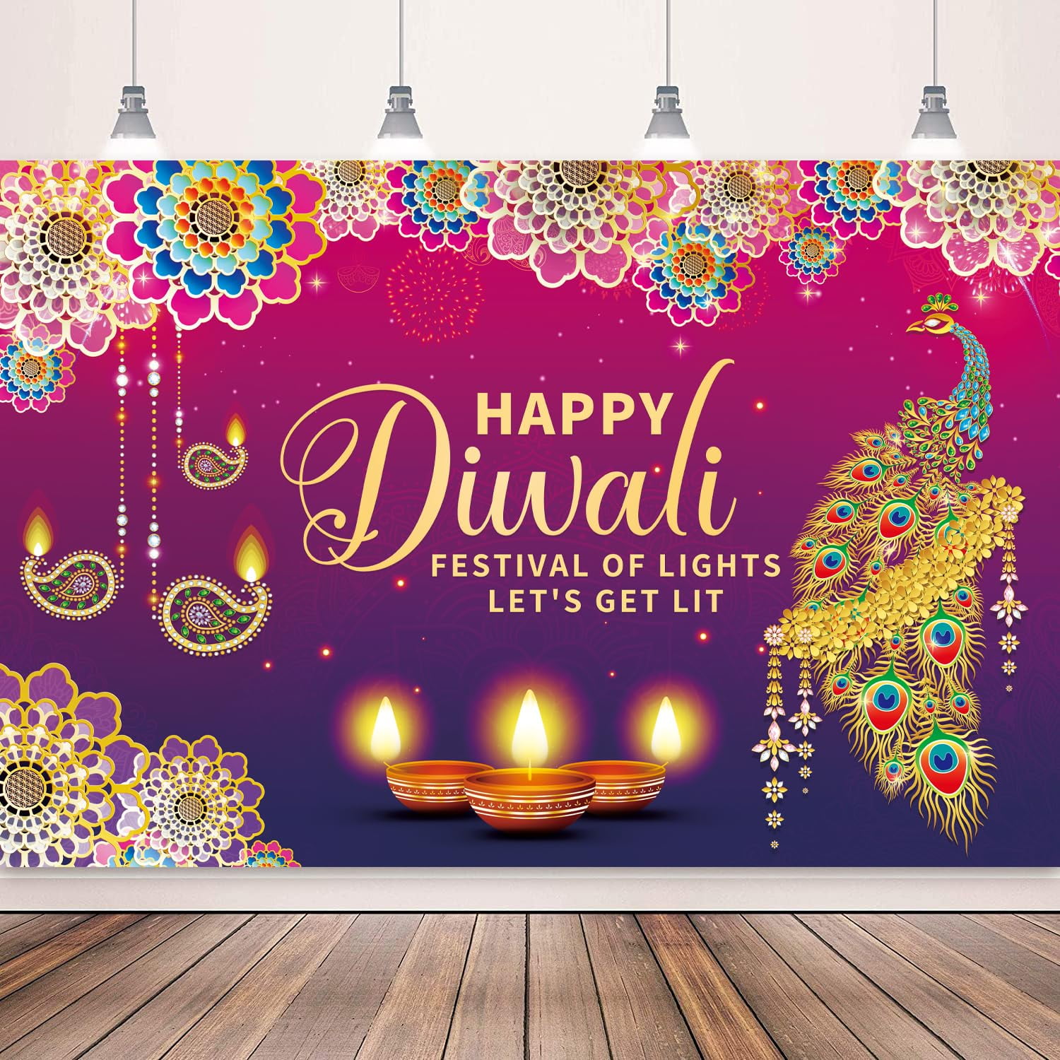 Diwali Decorations Backdrop Banner Indian Style Happy Diwali ...