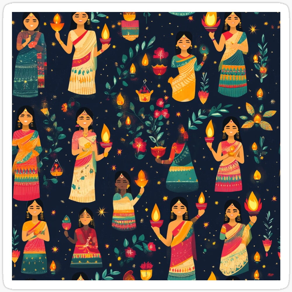 Diwali Sarees: Colors And Elegance Sticker Kir-133 - Walmart.com