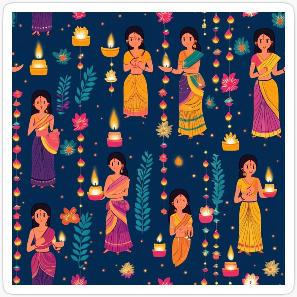 Diwali Sarees: Colors And Elegance Sticker Kir-134 - Walmart.com