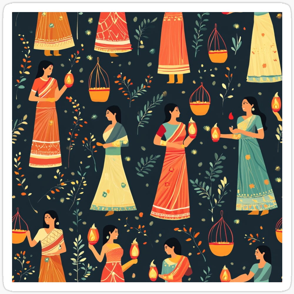 Diwali Sarees: Colors And Elegance Sticker Kir-138 - Walmart.com